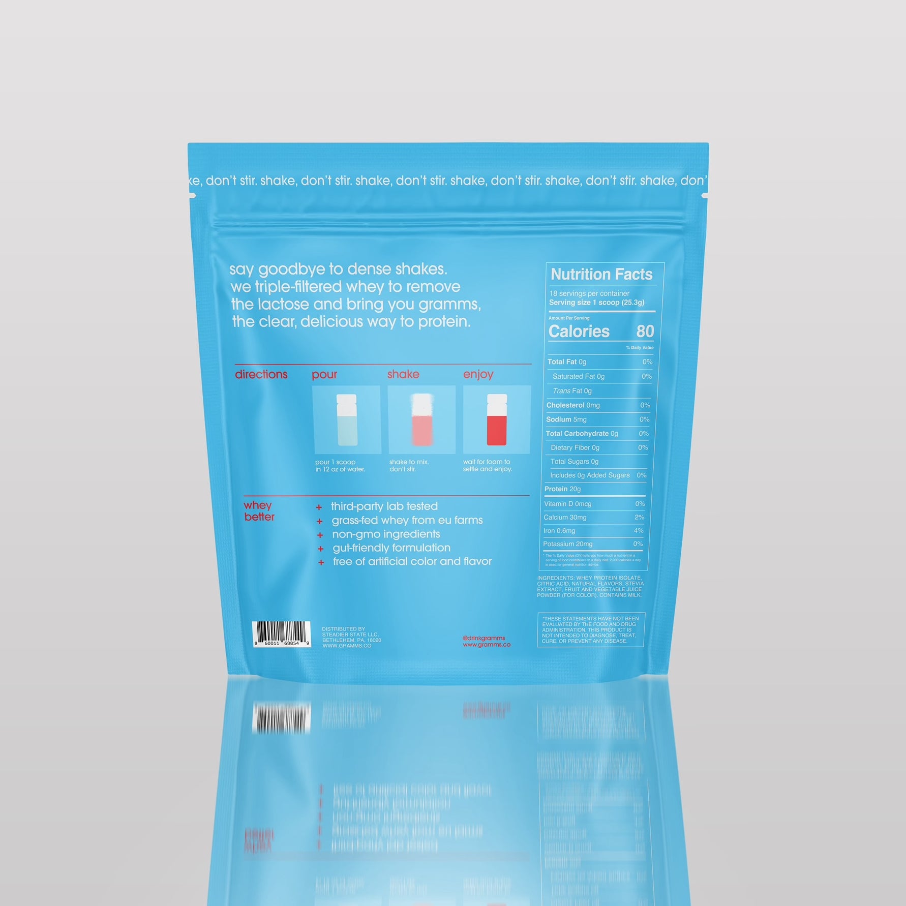 strawberry acai protein drink | clear whey protein | gramms